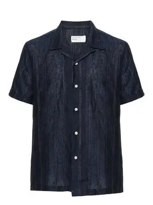 Universal Works Road Striped Linen Shirt - Blue