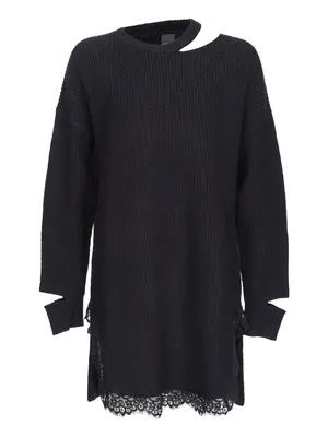 Pinko Lace-trim Knit Dress - Black