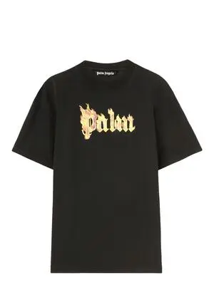 Palm Angels Logo-print Cotton T-shirt - Black