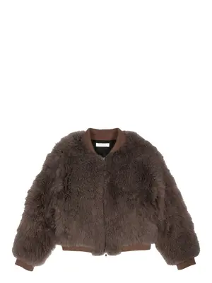 LISKA Fur-design Cashmere Bomber Jacket - Brown