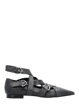 Pinko Gianira Leather Ballerinas - Black