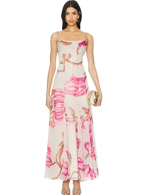 Rococo Sand Maxi Dress - White & Pink