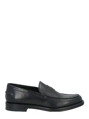 DOUCAL'S Leather Penny Loafers - Black