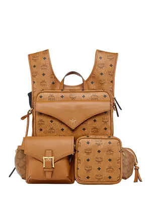 Mcm Aren Multi Backpack - Cognac