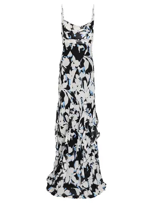 NICHOLAS Nicholas Printed Silk-Georgette Gown Black