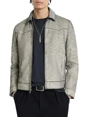 John Varvatos Leather Western Jacket - Black/whit