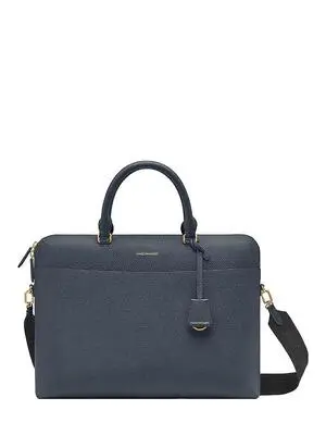 MAISON DE SABRE Maison De Sabre Leather Laptop Bag With Top Handle And Shoulder Strap Graphite Grey