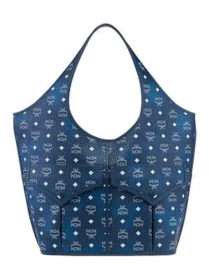 Mcm Leni Visetos XL Shopper Tote Blue