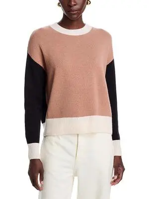 Bloomingdale'S Color Block Drop Shoulder Crewneck Sweater Exclusive - Camel Multi