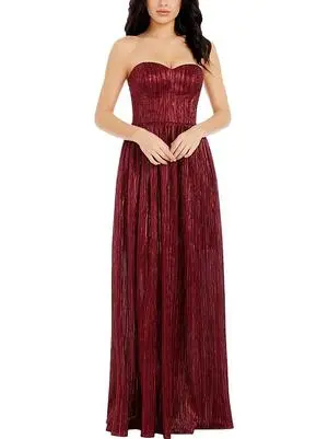 Dress The Population Audrina Plisse Maxi Gown - Port