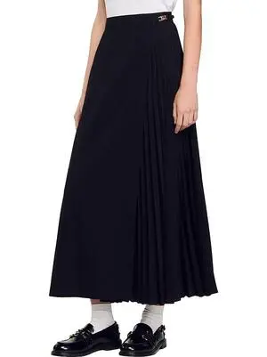 Sandro Souvenir Pleated Skirt - Black
