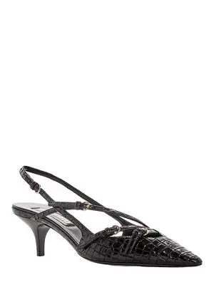 Miu Miu Croc Embossed Pointed Toe Pumps - Nero