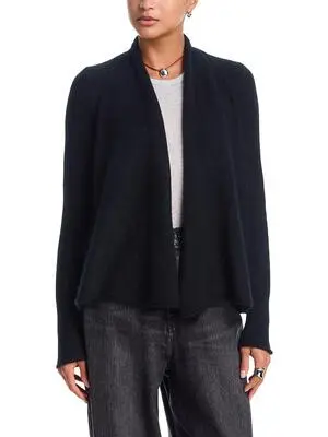 Aqua 100% Cashmere Drape Front Cardigan - Black