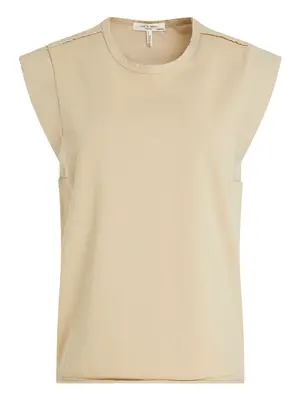 Rag & Bone Rag & Bone Poplin-Trimmed Cotton-Jersey Top Beige