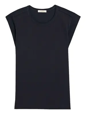 Rag & Bone Rag & Bone Poplin-Trimmed Cotton-Jersey Top Navy