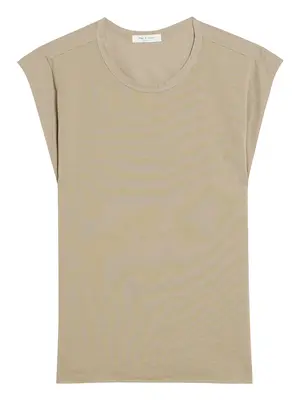 Rag & Bone Rag & Bone Poplin-Trimmed Cotton-Jersey Top Sage Green