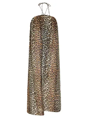 GANNI Leopard-print Tencel™-blend Voile Midi Dress - Animal Print