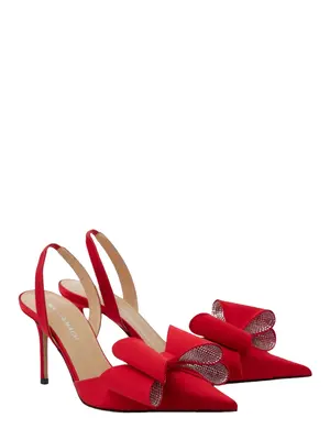 Mach & Mach Le Cadeau 85 Bow-detail Satin Pumps - Red