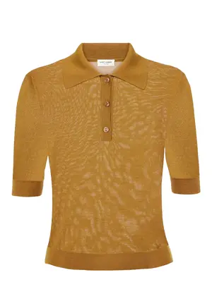 Saint Laurent Cashmere, Wool And Silk Polo Shirt - Yellow