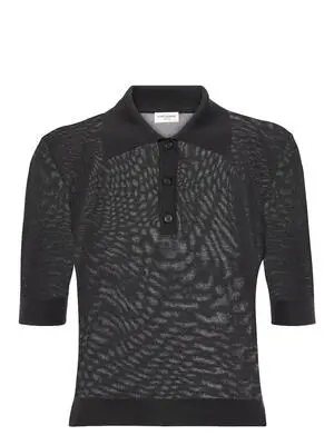 Saint Laurent Cashmere, Wool And Silk Polo Shirt - Black