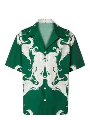 Valentino Garavani Printed Cotton Poplin Bowling Shirt - Green