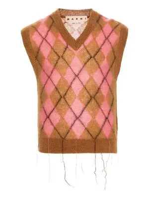 Marni Argyle-knit Vest - Pink