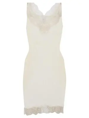 Saint Laurent Lace-trimmed Silk Minidress - White