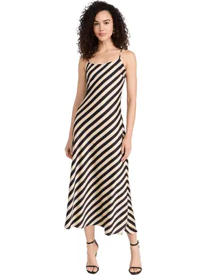 Endless Rose Striped Maxi Slip Dress - Cream/black