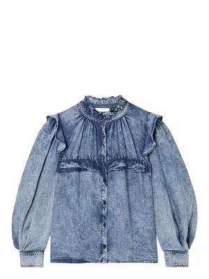 ISABEL MARANT Idety Ruffled LENZING™ Lyocell Chambray Shirt