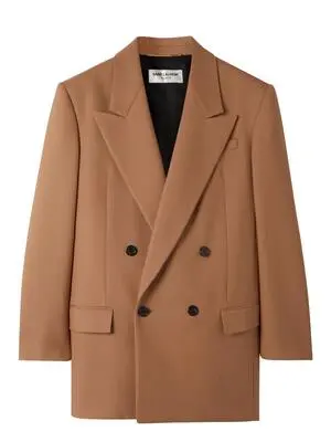 Saint Laurent Double-breasted Wool-gabardine Blazer - Brown