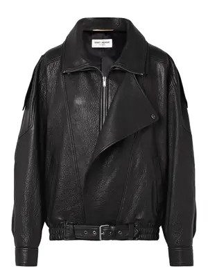 Saint Laurent Oversized Textured-leather Jacket - Black