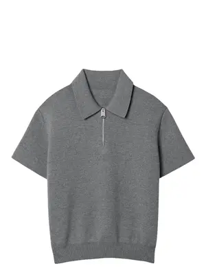 Khaite Gulliame Wool-blend Polo Top - Gray
