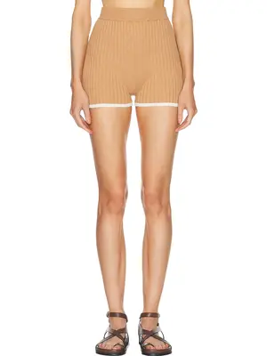 Matthew Bruch Rib Knit Hot Short - Khaki Knit