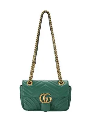 Gucci Leather Gg Marmont Shoulder Bag - Green