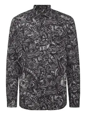 Philipp Plein Tattoo-print Long-sleeve Shirt - Black