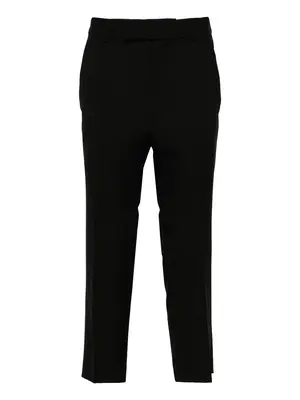 MORDECAI Embroidered-trim Tapered Trousers - Black