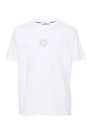 Stone Island Compass-motif Cotton T-shirt - White