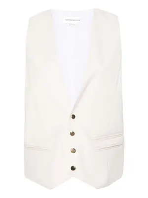 Victoria Beckham V-neck Buttoned Waistcoat - Neutrals