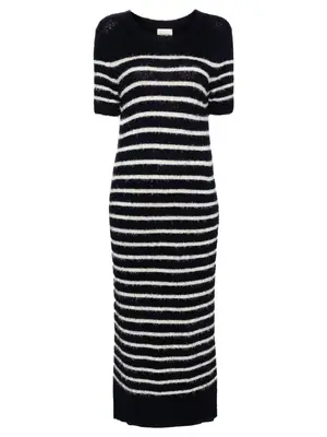 Khaite Stripe-pattern Knitted Tube Dress - Blue