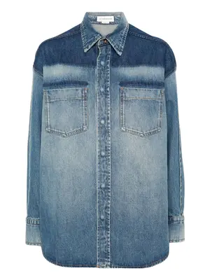 Victoria Beckham Classic-collar Denim Shirt - Blue