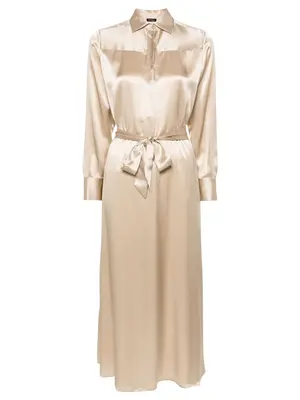 Kiton Classic-collar Silk Shirt Dress - Neutrals