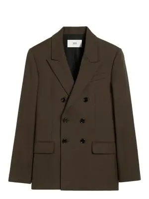 Ami Double-breasted Wool Blazer - Brown