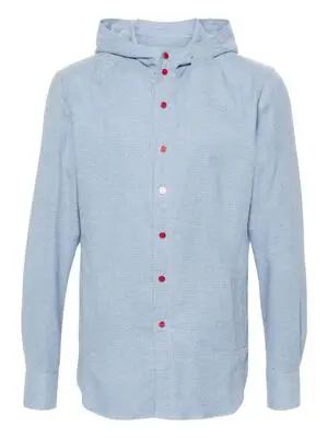 Kiton Hooded Gingham-check Shirt - Blue