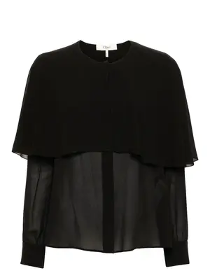 Chloé Cape-attachment Silk Shirt - Black