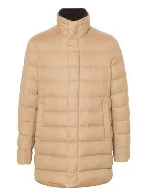 Herno High-neck Zip-up Quilted Coat - Neutrals