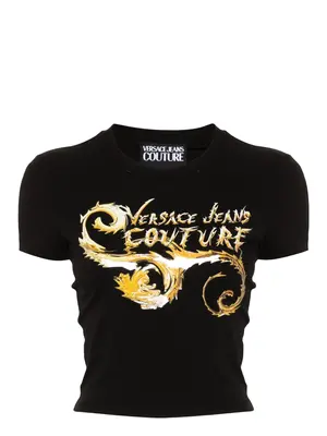 Versace Chromo Cropped T-shirt - Black