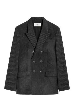 Ami Double-breasted Wool Blazer - Grey