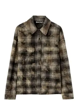 Palm Angels Logo-print Check-pattern Shirt - Grey