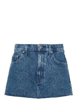 MOTHER The Fun Dip Micro Cut Denim Miniskirt - Blue