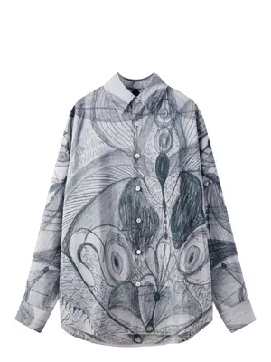 LEMAIRE LEMAIRE Angkasapura Graphic Print Silk Shirt